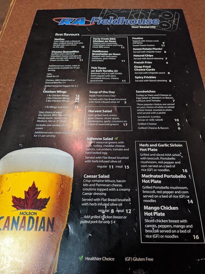 Carta de Fieldhouse Bar & Grill, Ottawa