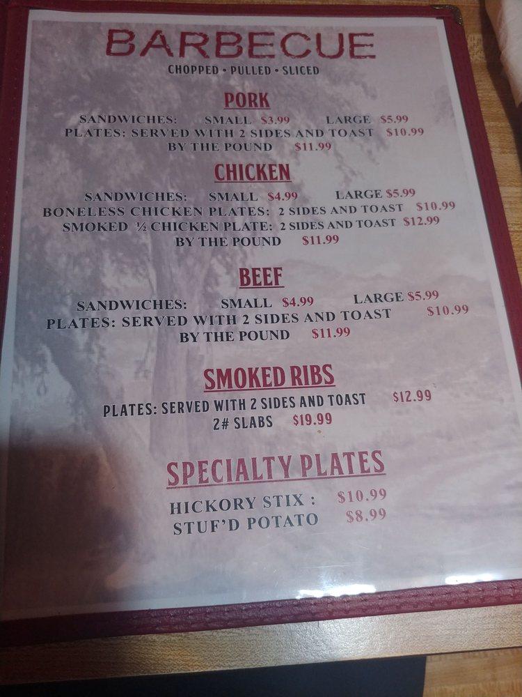 Menu at Hickory Chip BBQ, Clanton