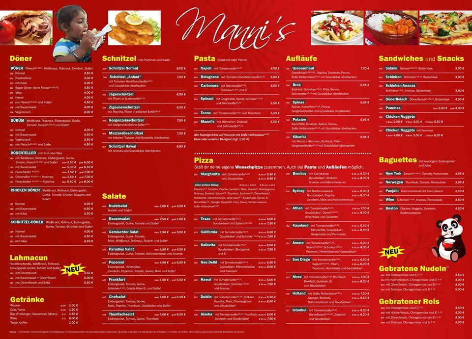 Speisekarte von Manni' s Kebap pub & Bar, Kubschütz