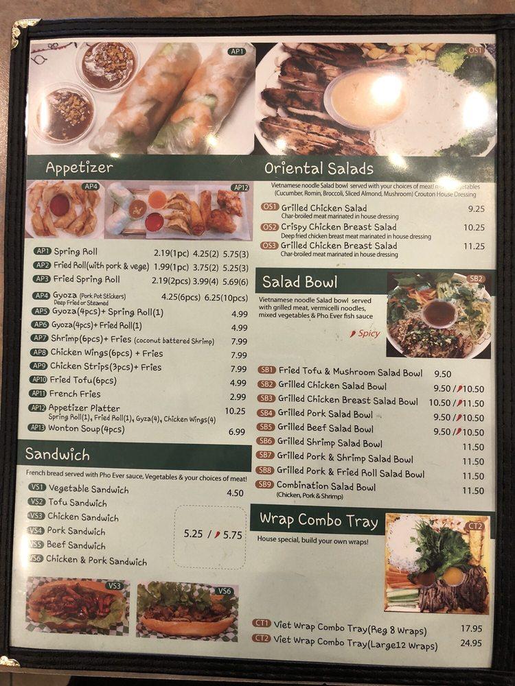 Menu at Pho Ever & Wok restaurant, Puyallup, Canyon Rd E Ste 47