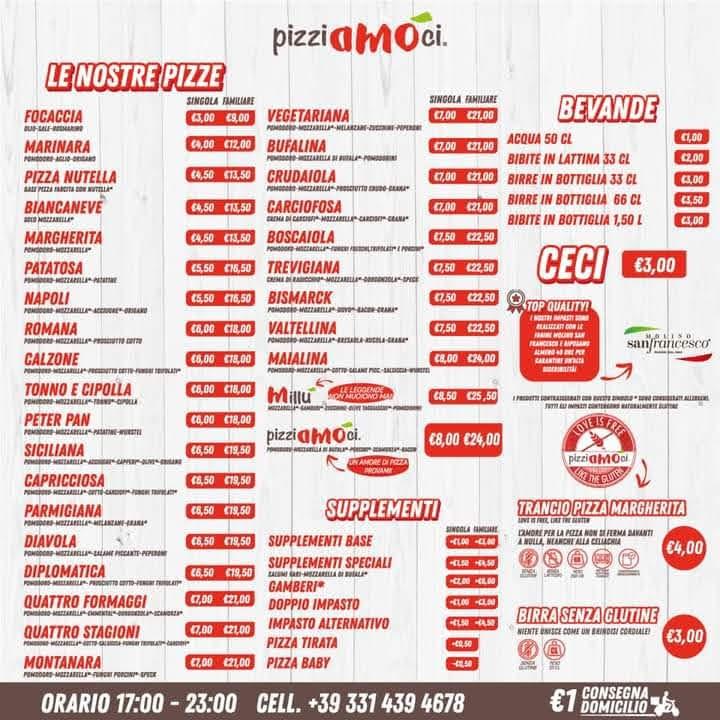 Menu da Pizziamóci Ferrara pizzeria, Ferrara