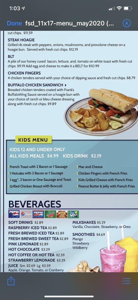Menu at Freedom Square Diner restaurant, Verona