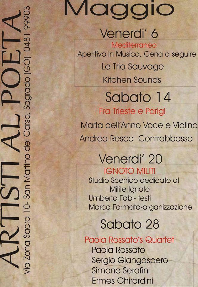 Menu at Trattoria Al Poeta restaurant, San Martino del Carso