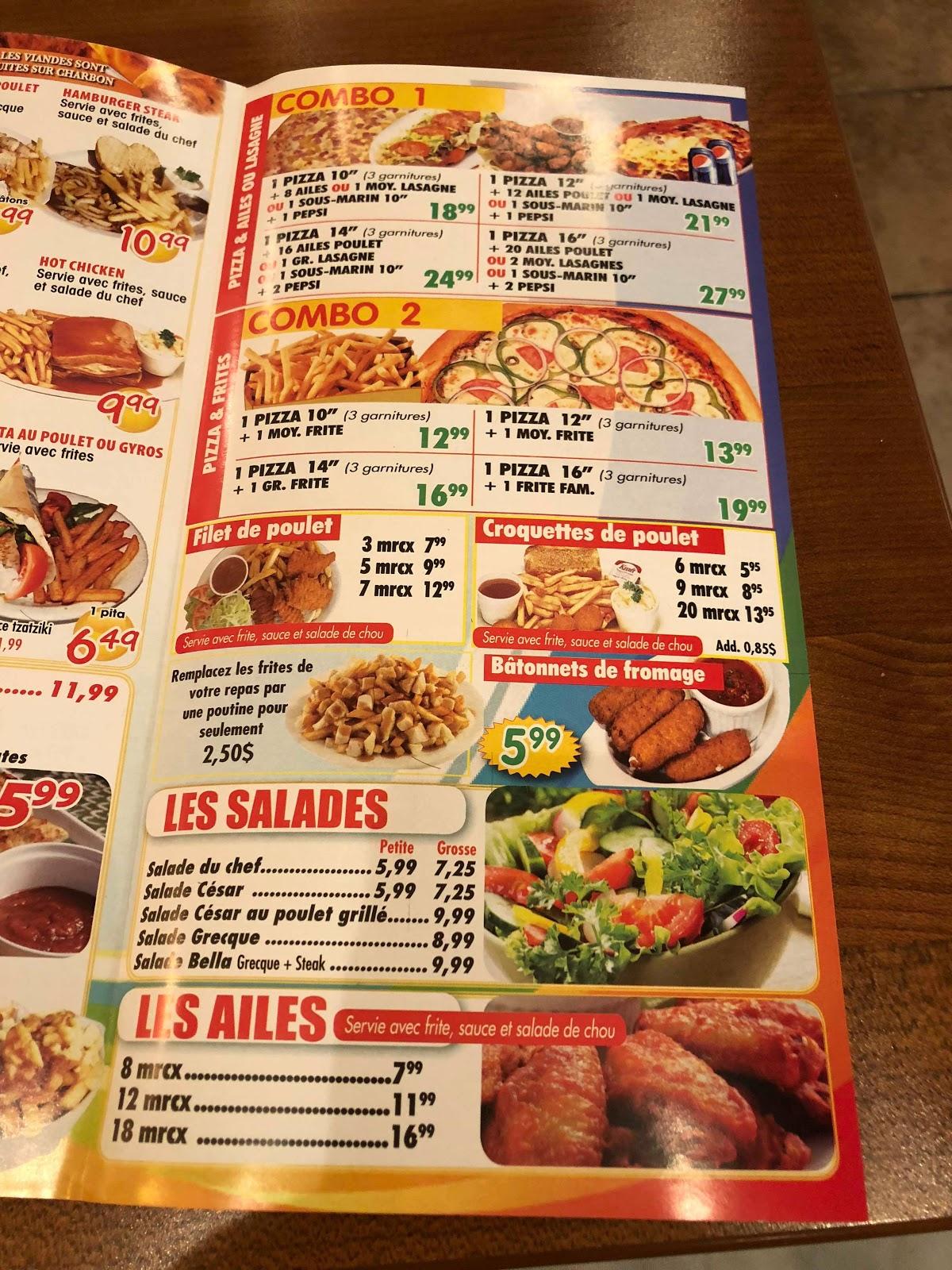 Menu at Bellapizza pizzeria, Repentigny