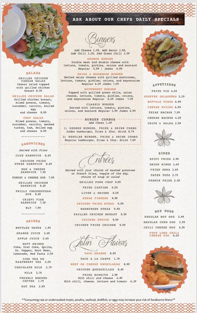 Menu at George's Restaurant, Lubbock, 82nd St A