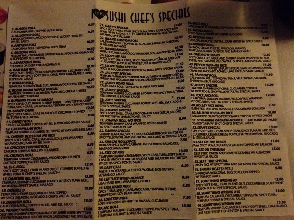 Menu at I Love Sushi restaurant, Henderson, S Eastern Ave