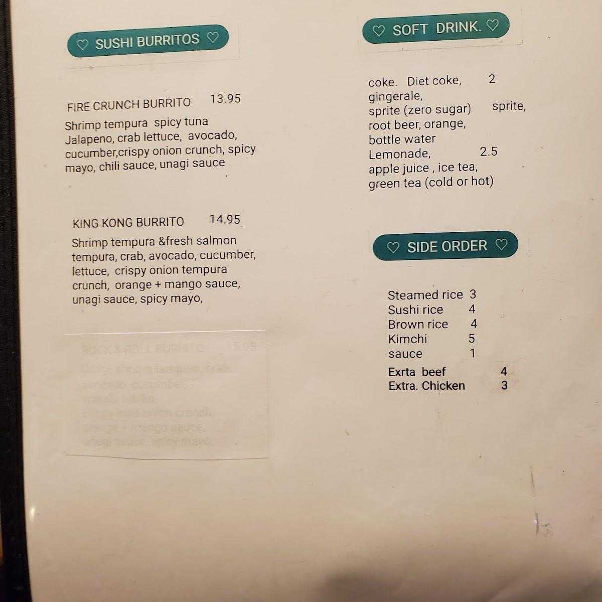 Menu at Kim’s Korean Cuisine & Sushi restaurant, Chicago