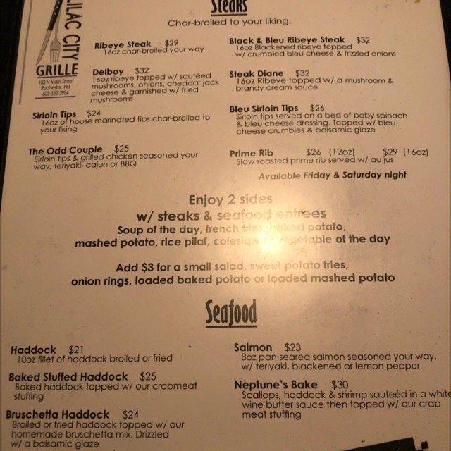 Menu at Lilac City Grille pub & bar, Rochester, 103 N Main St