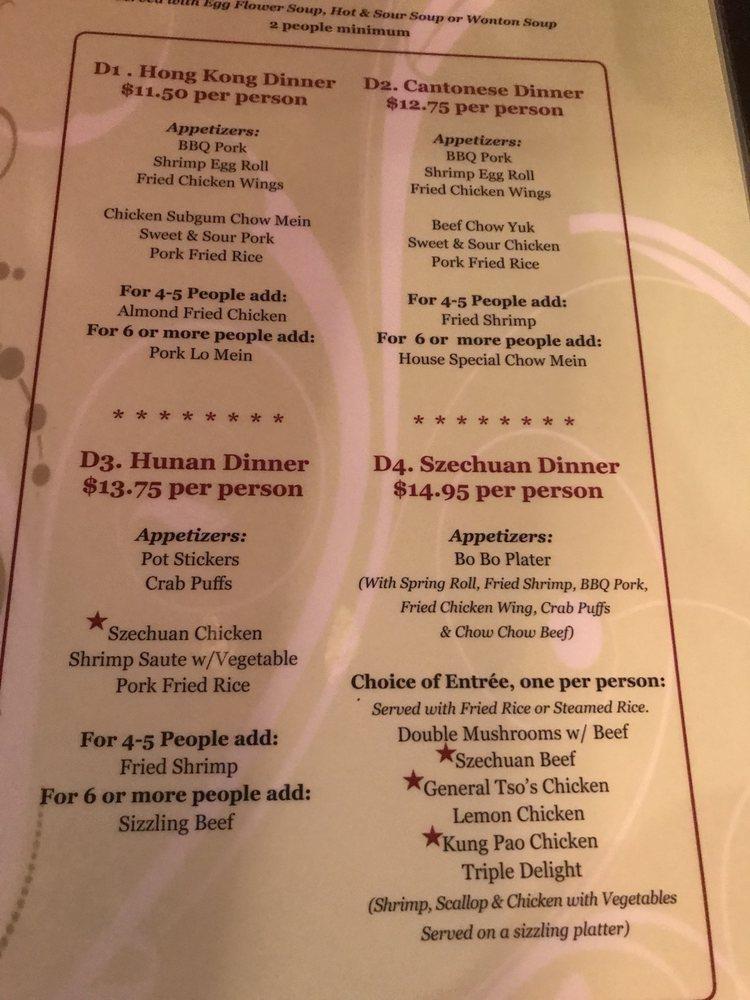 Menu at New Hing's Restaurant, Oregon City