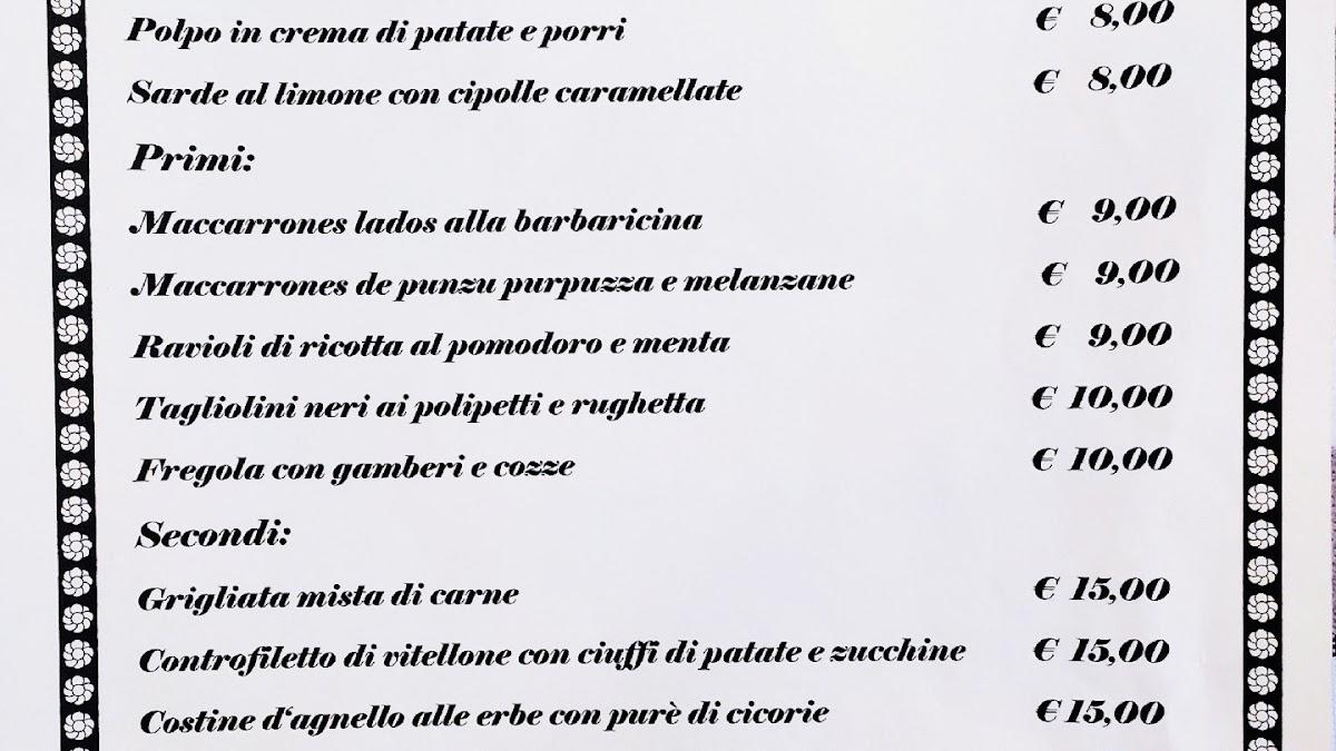 Menu da Trattoria La Locanda ristorante, Nuoro
