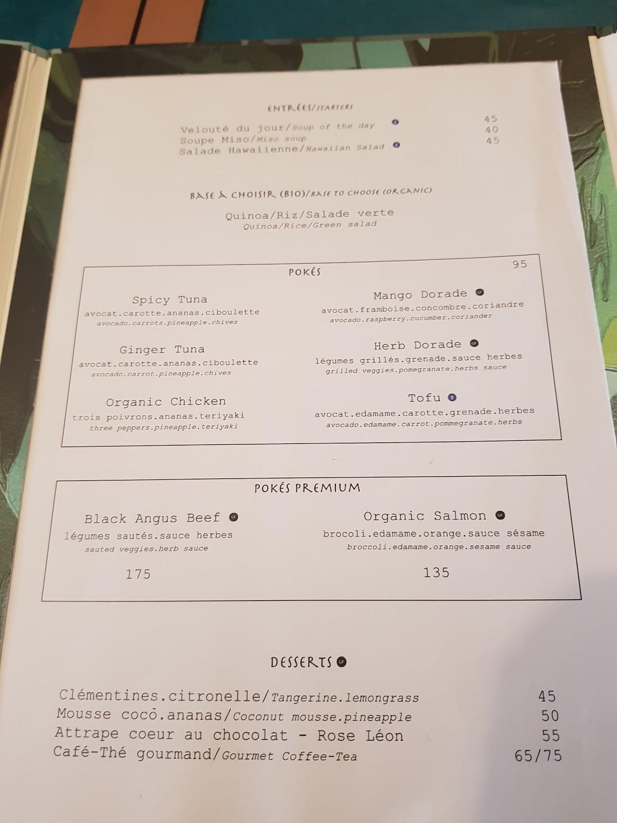 Menu at Mauna Kea restaurant, Casablanca