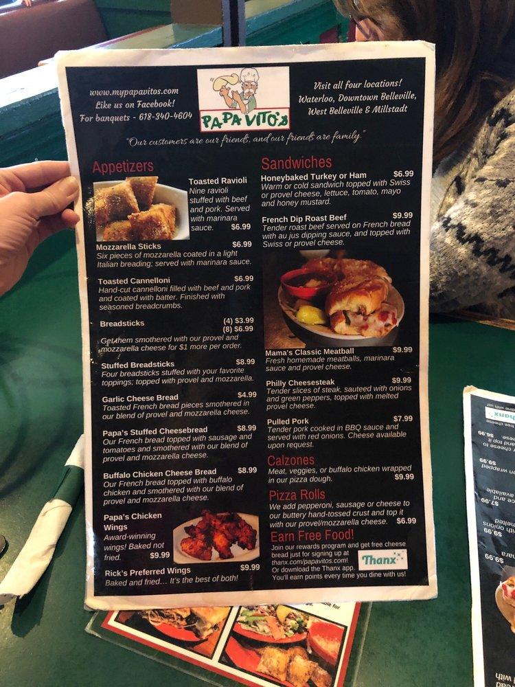 Menu at Papa Vito's Pizza Downtown pizzeria, Belleville, 318 E ...