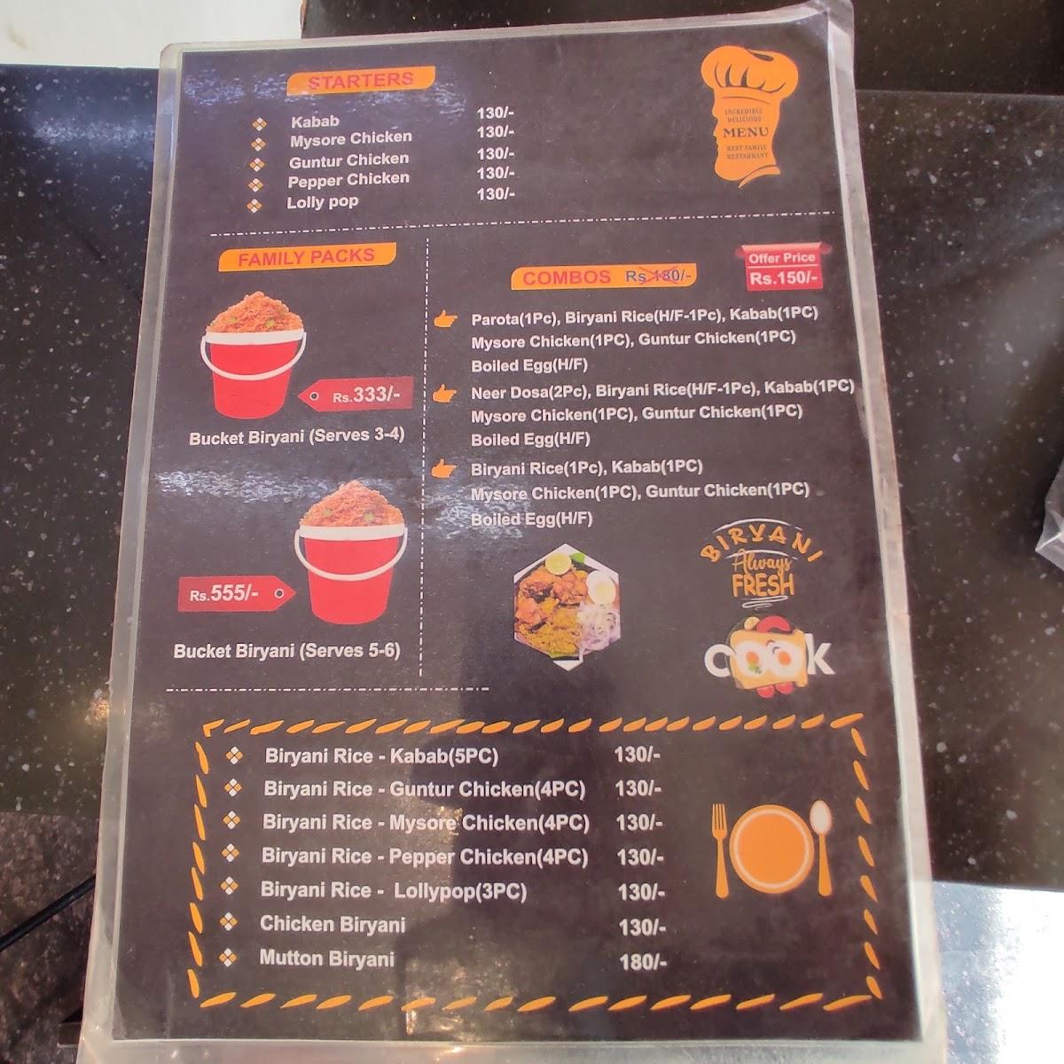 Menu at Biryani Factory, Bengaluru, Maramma Temple Halage Vaderahalli