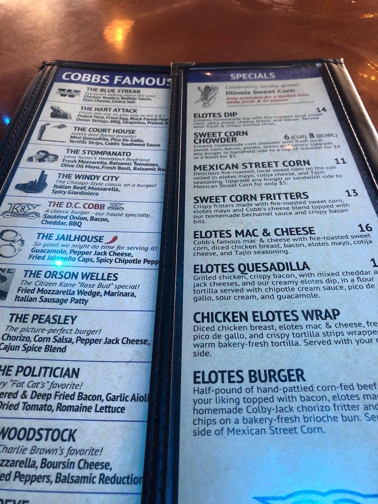 Menu at D.C. Cobb's pub & bar, McHenry