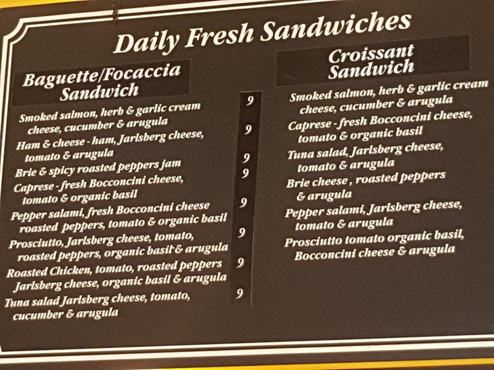Menu at La Boulangerie Bakery Cafe, Calgary, 4 St SW