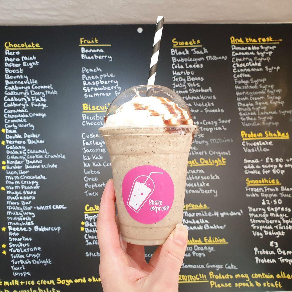 Menu at Shake Express cafe, Braintree