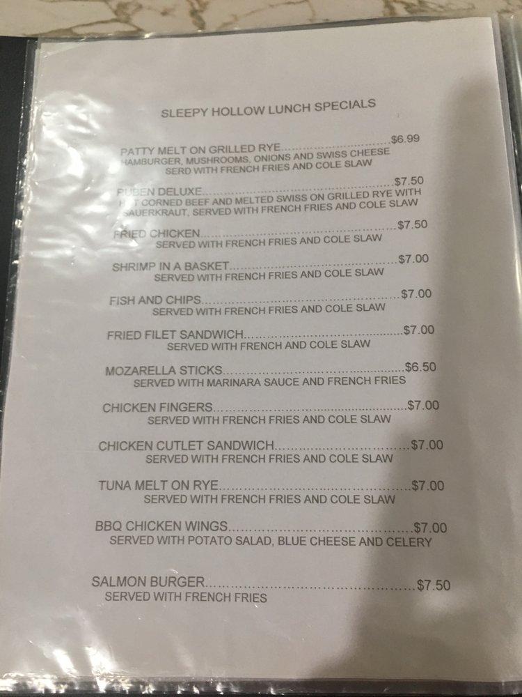 Menu at Sleepy Hollow restaurant, Plainfield