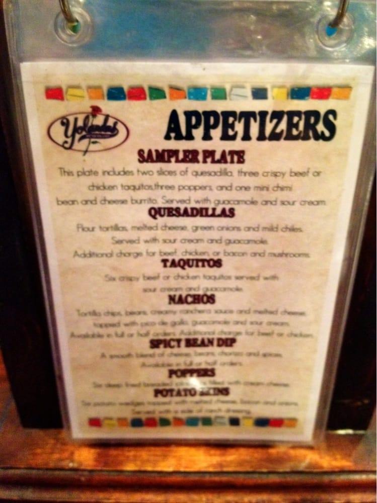 Menu at Yolanda's Mexican Café desserts, Camarillo