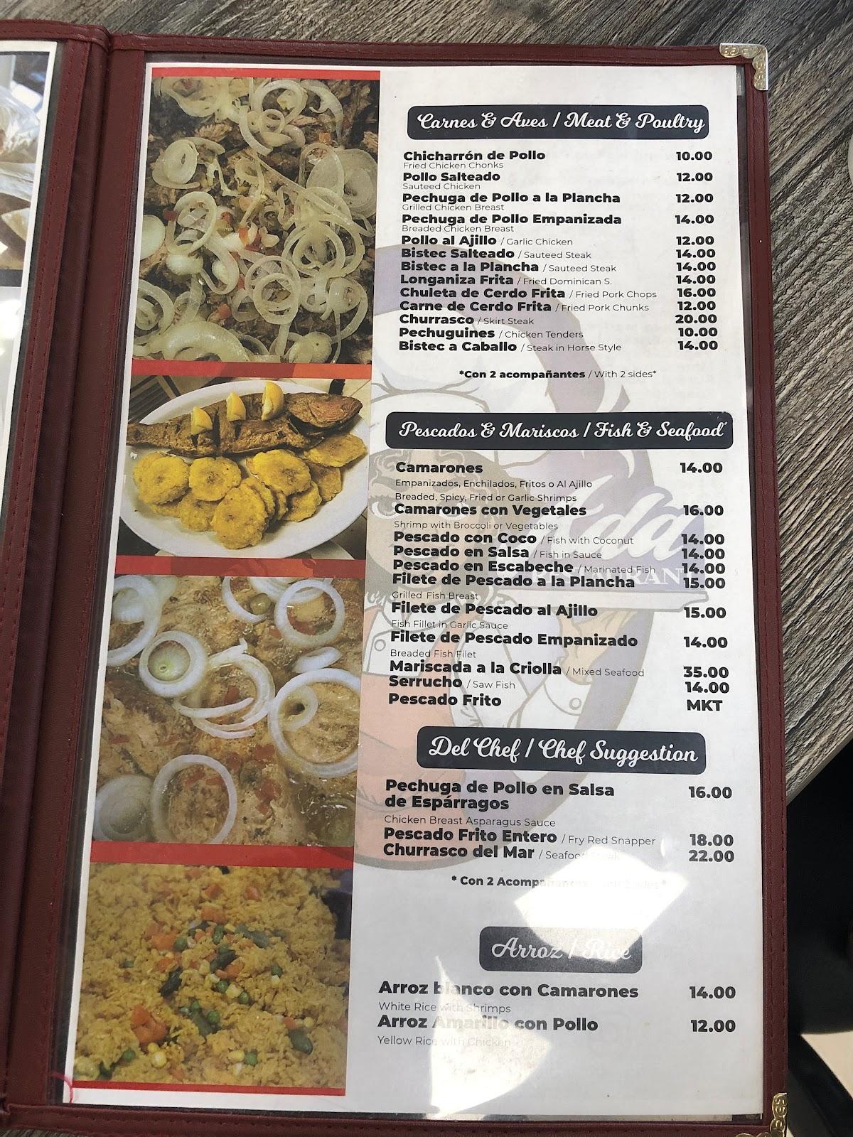 Menu at Ada Restaurant, Miramar