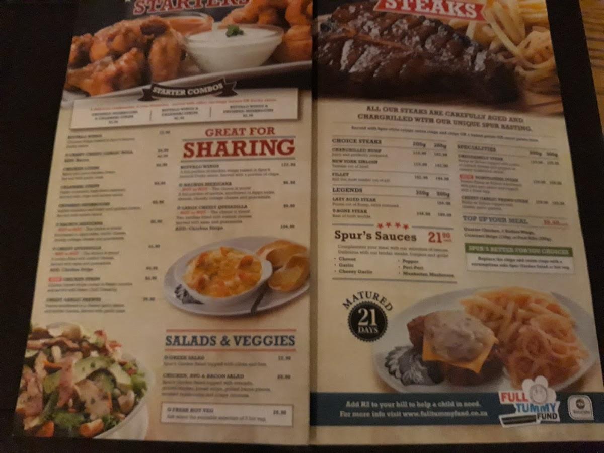 Menu at Alabama Spur Steak Ranch restaurant, Bloemfontein, Shop U20 ...