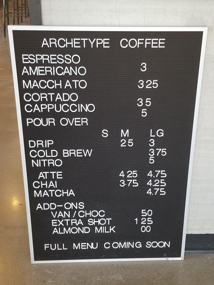 Menu at Archetype Coffee Little Bohemia restaurant, Omaha, S 13th St #101