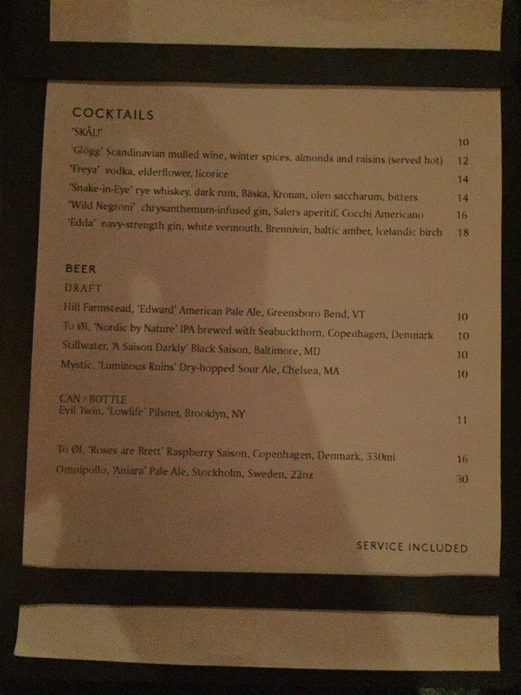 Menu at Aska pub & bar, New York City, 47 S 5th St