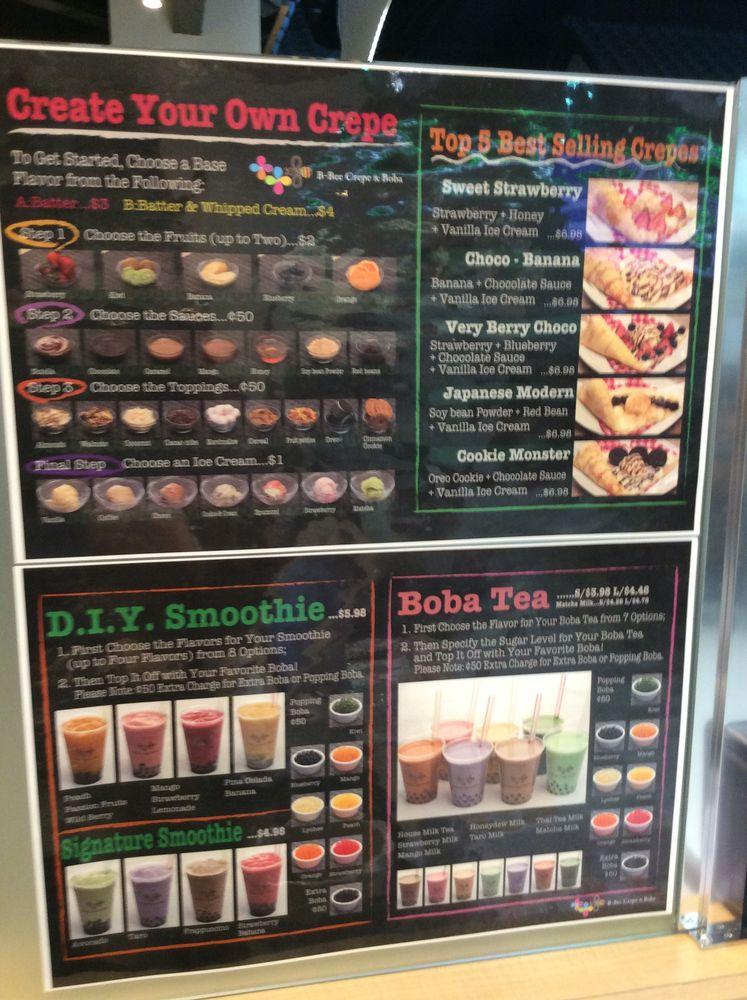 Menu at B-Bee Crepe & Boba restaurant, Arlington Heights