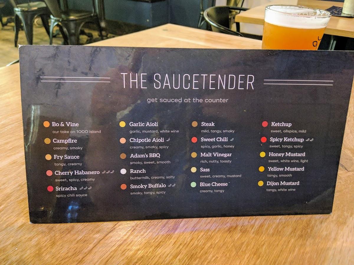 Carta de Bo & Vine Burger Bar, Corvallis