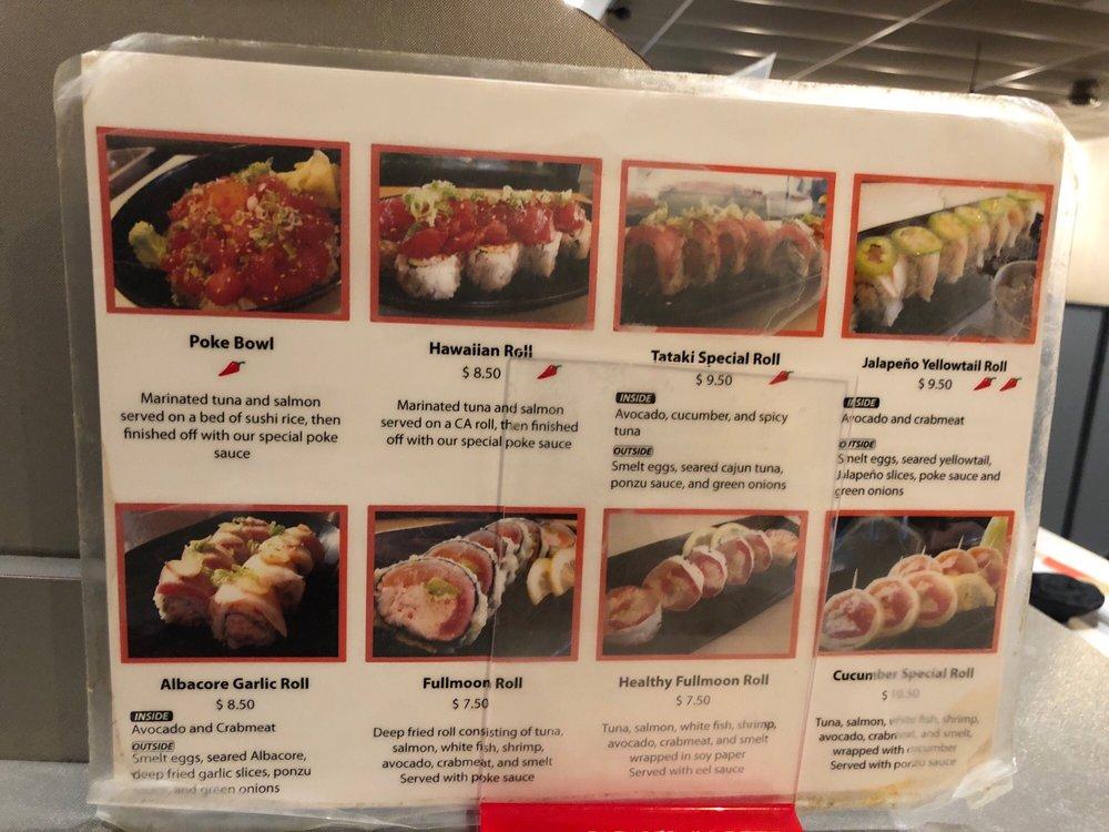 Menu at Full Moon Sushi restaurant, San Clemente