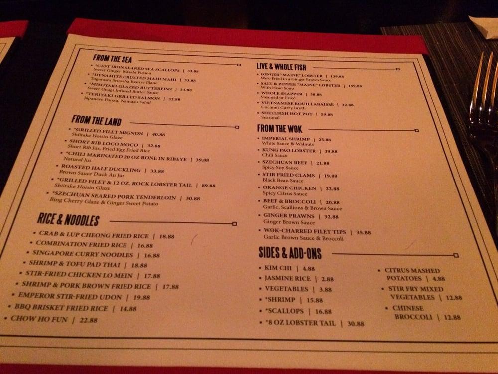 Menu at Jia restaurant, Biloxi, Beau Rivage Resort & Casino