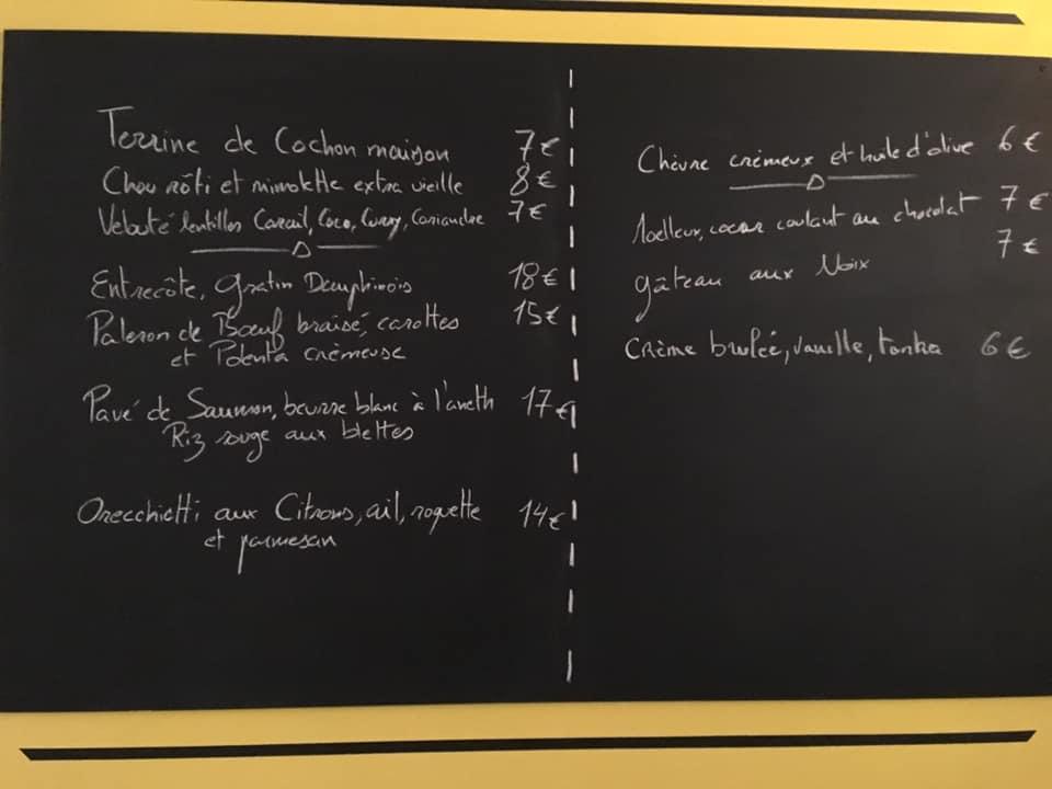 Menu at Le BAM - Bar à manger, Nice