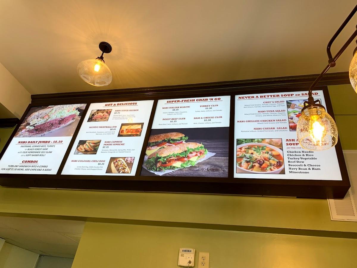 Menu at NABS Deli and Coffee Shop restaurant, Rocky Mount