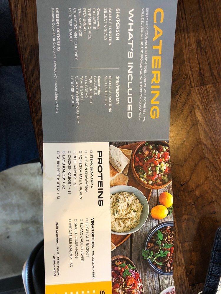 Menu at SAJJ Mediterranean restaurant, San Bruno