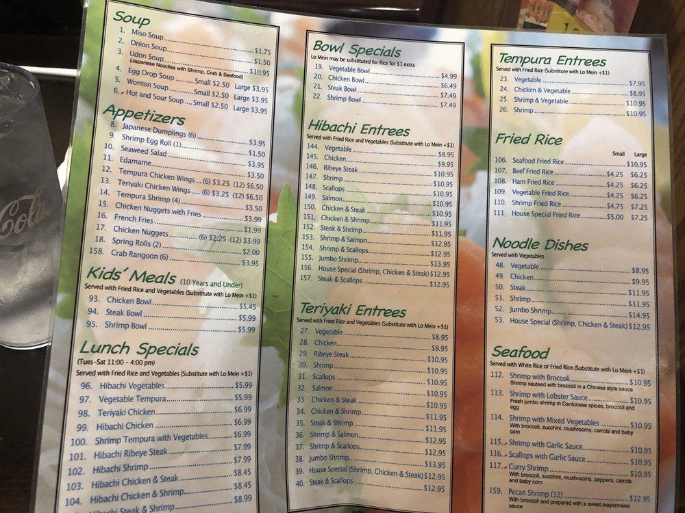Menu at Sakura Fusion restaurant, Lake City
