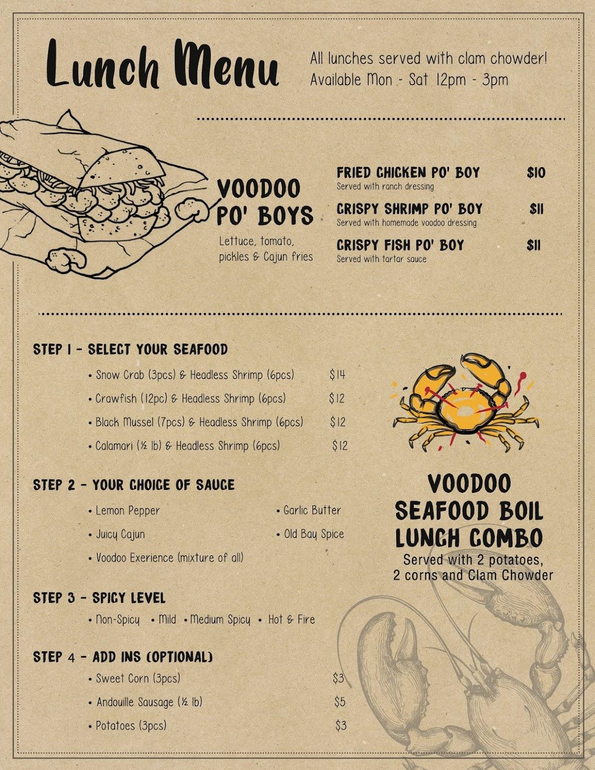 Menu at Voodoo Crab of Centereach restaurant, Centereach