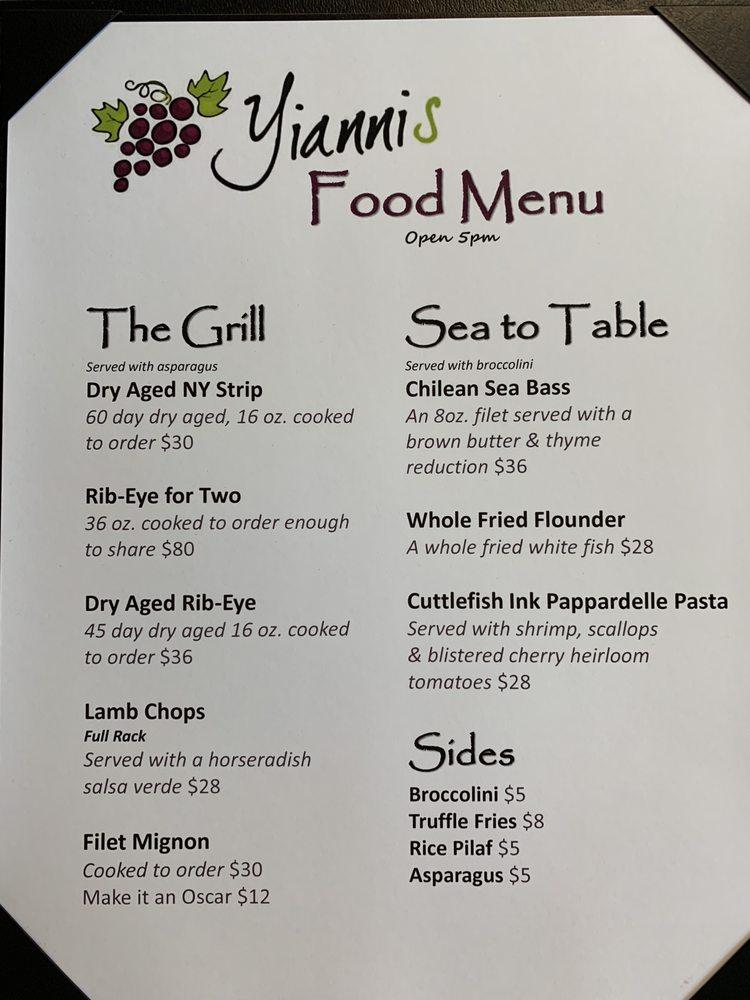 Menu at Yiannis Wine & Food pub & bar, Virginia Beach