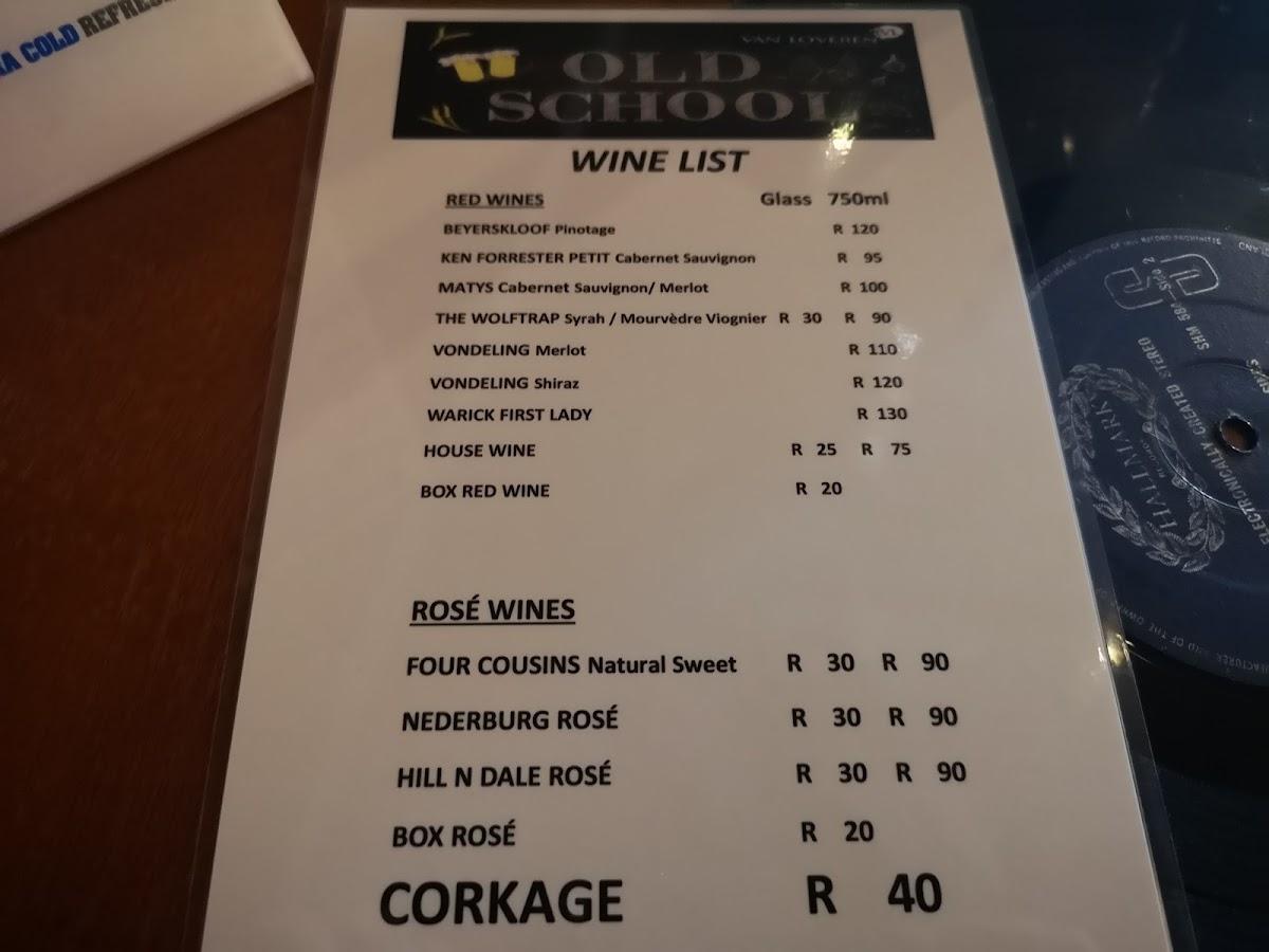 Menu at Ziggy's Old School Pub, Port Elizabeth