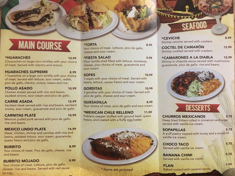 Menu at Mi Mexico Lindo desserts, Merritt Island