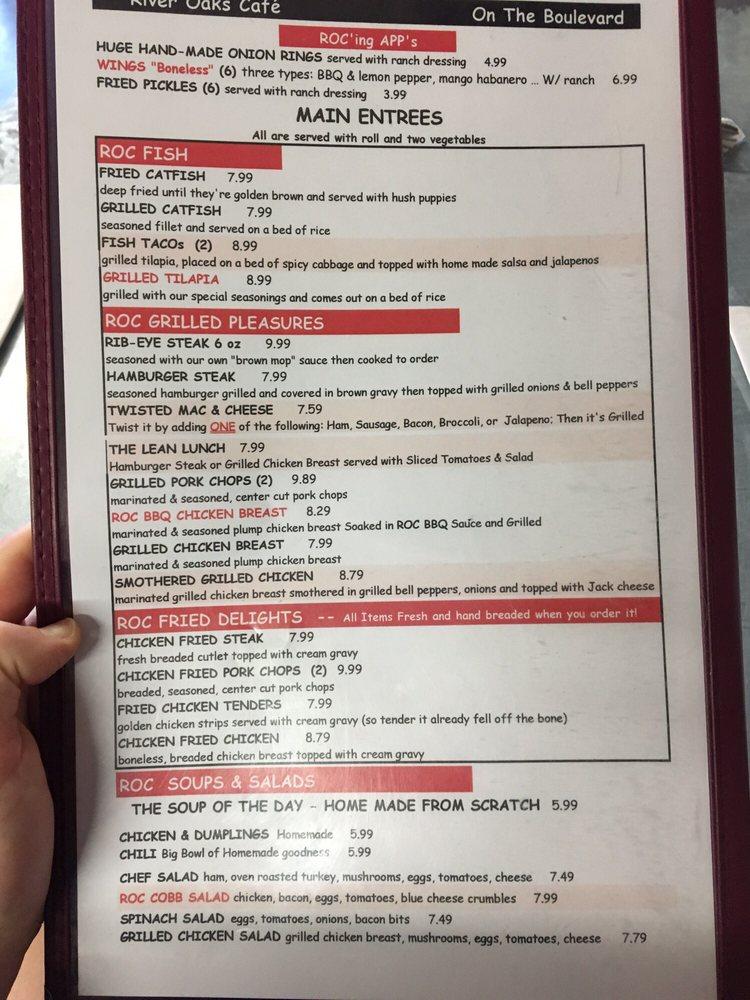 Menu at River Oaks cafe, Fort Worth