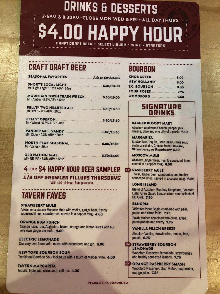 Menu at Bagger Dave's Burger Tavern - Birch Run restaurant, Birch Run ...