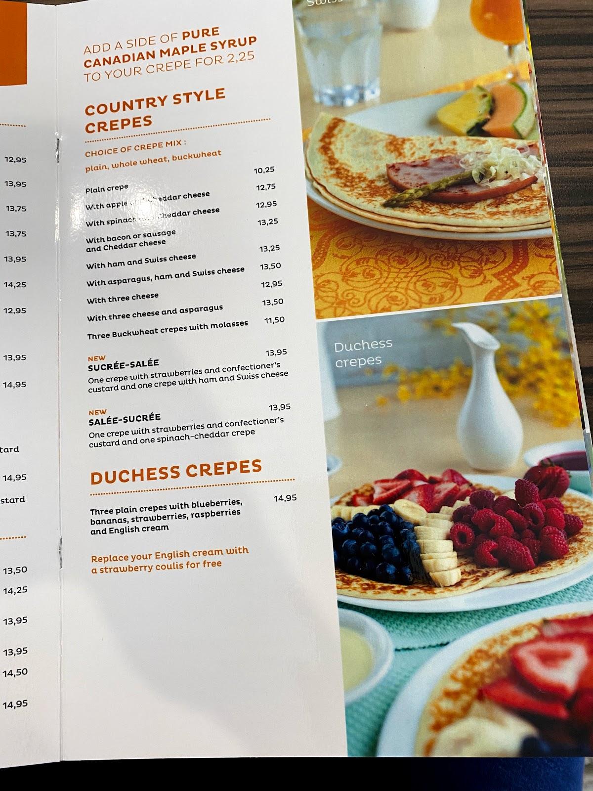 Menu au Eggsquis Québec-Vanier restaurant, Québec, 381 Soumande St