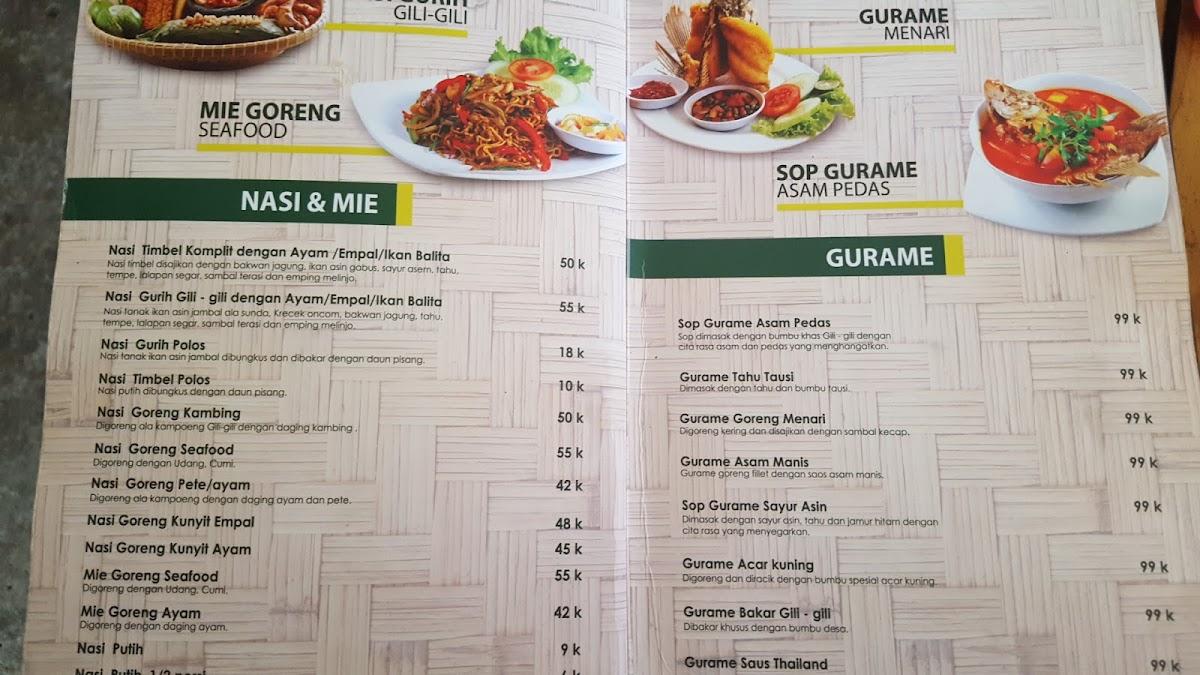 Menu at Gili-Gili Restaurant, Bogor