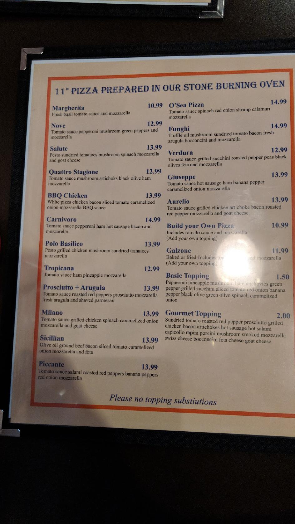 Menu at Il Fresco Restaurant, Toronto, Kingston Rd