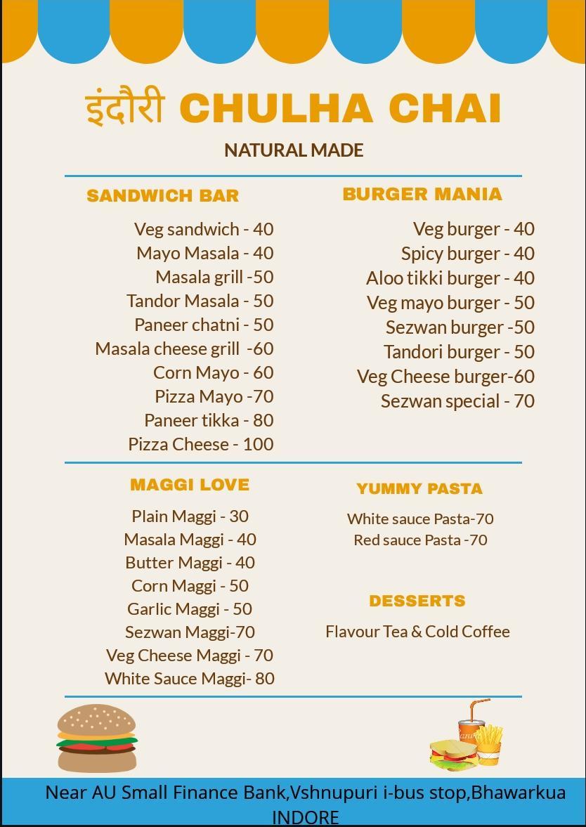 Menu at Indori Chulha Chai, Indore