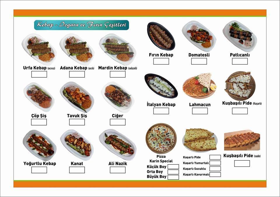 Menu at Karin Kebap, Mardin