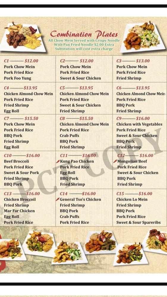 Menu at Lin's Restaurant, Tillamook