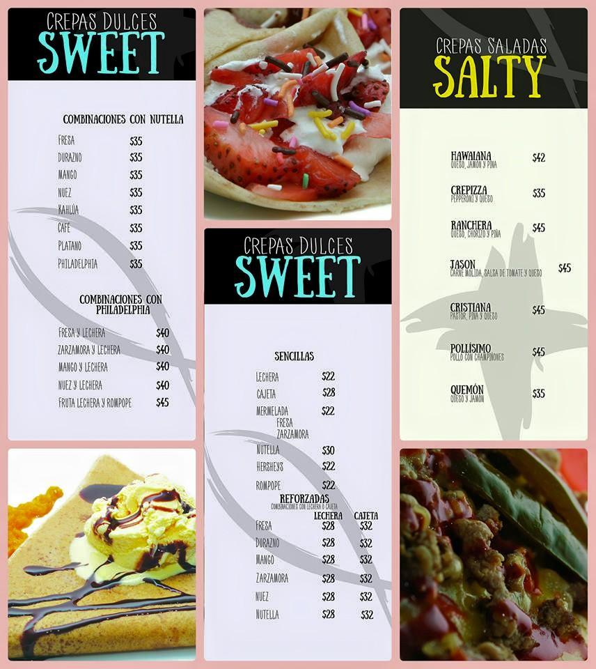 Menu at Sweet & Salty restaurant, Mexico City