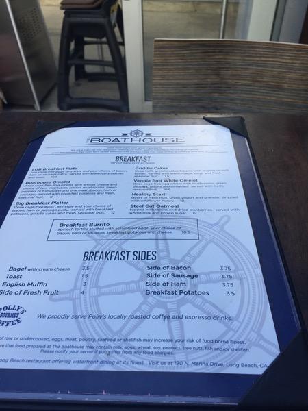Carta del restaurante Boathouse on the Bay, Long Beach, Donald Douglas Dr