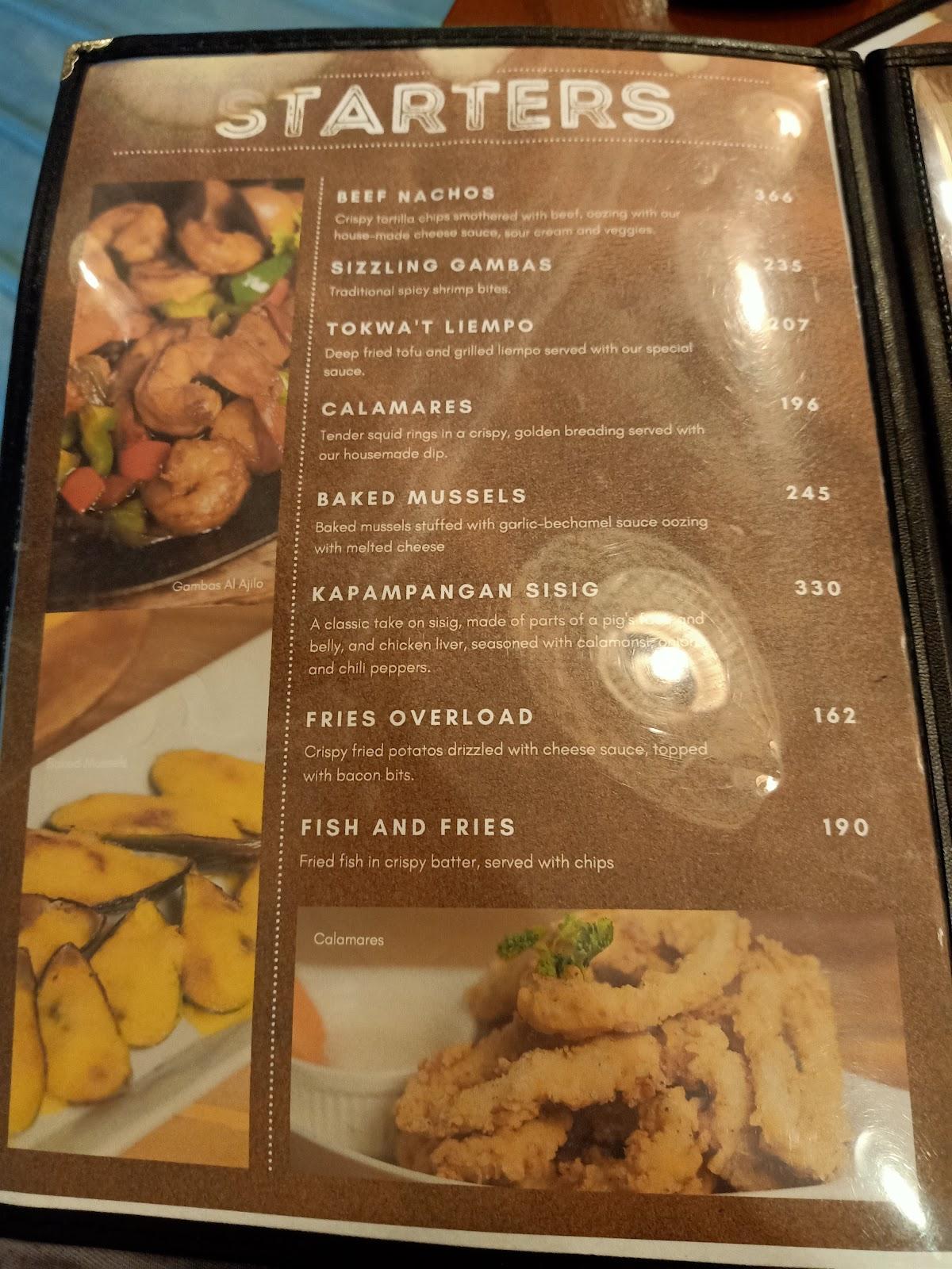 Carta de The Rooftop Bar & Cafe, Antipolo