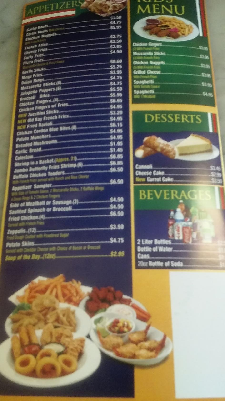Menu at Broadway Pizza pizzeria, Westville